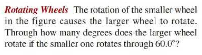 [Solved]: Rotating Wheels The rotation of the smaller wheel in the ...