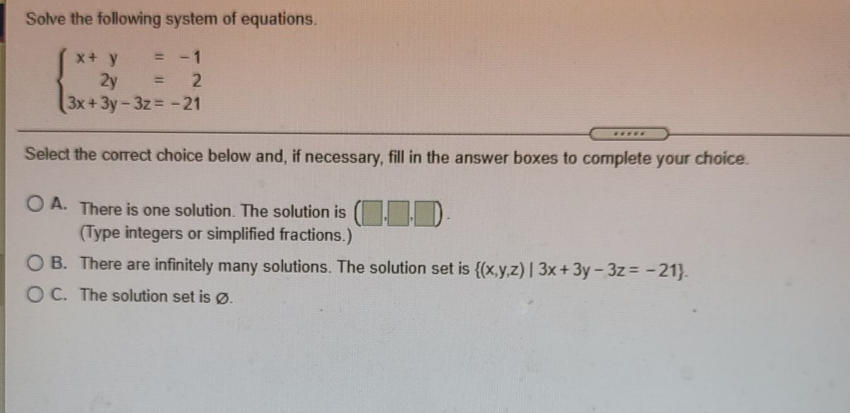 Solve The Following System Of Equations Leftbeginarrayrrrx Yand 1 2y