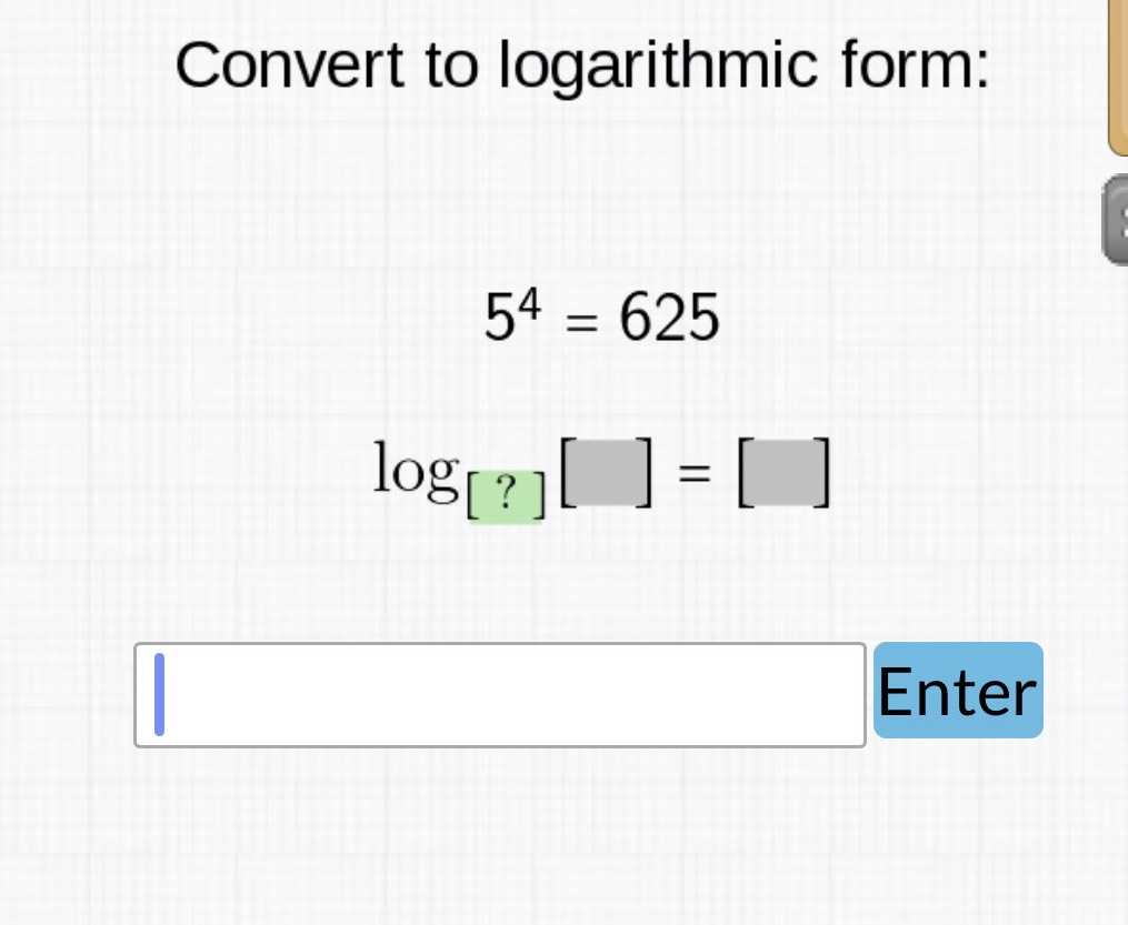 Convert To Logarithmic Form 5 4 625 CameraMath