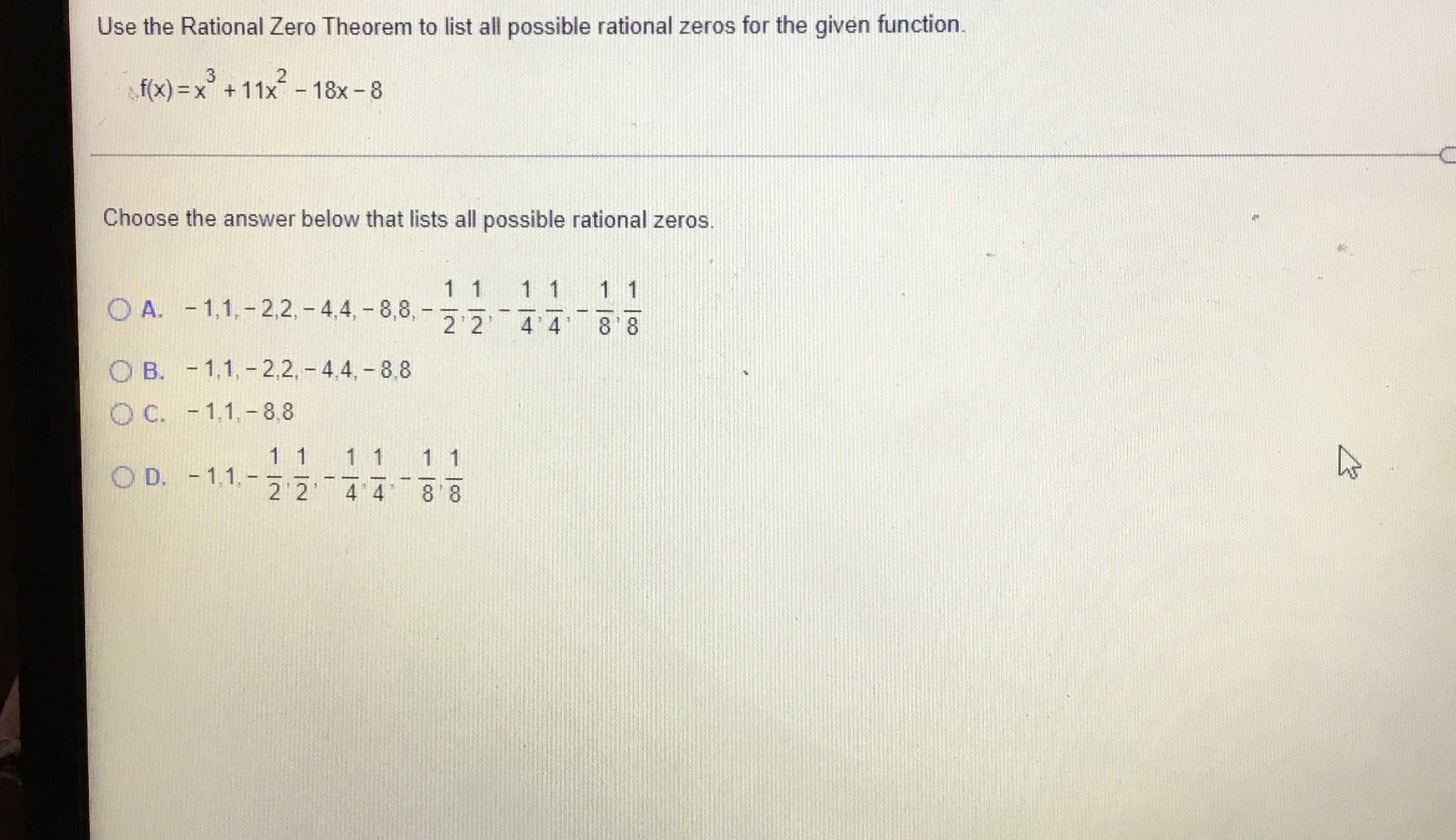 Use the Rational Zero Theorem to list all possible... - CameraMath Use the Rational Zero Theorem to list all possible... - CameraMath