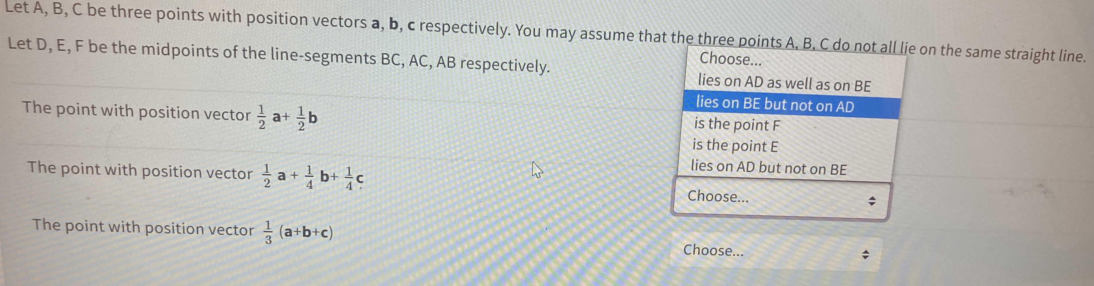 Let A, B, C be three points with position vectors ... - CameraMath