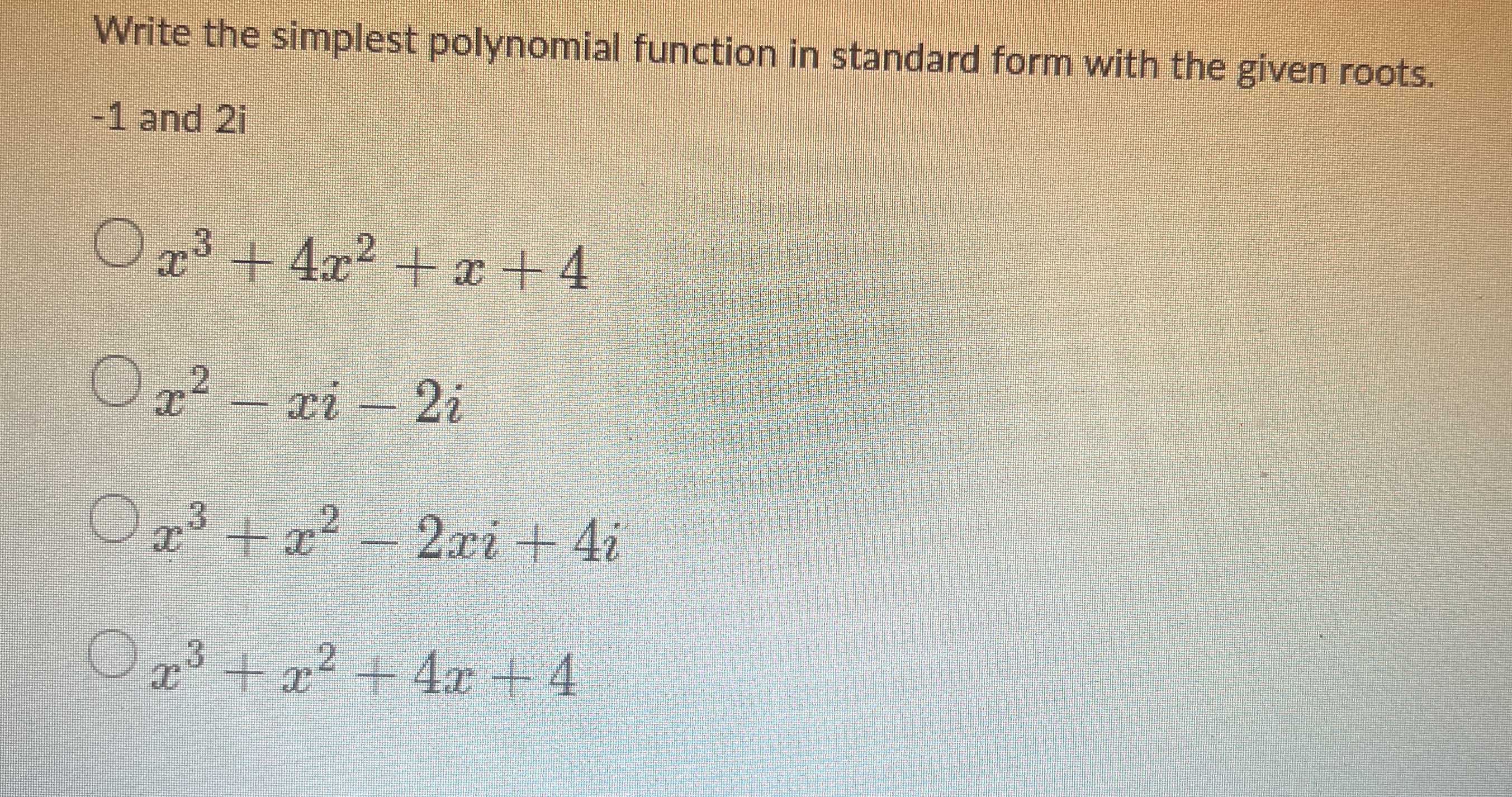 Write The Simplest Polynomial Function In Standard Cameramath