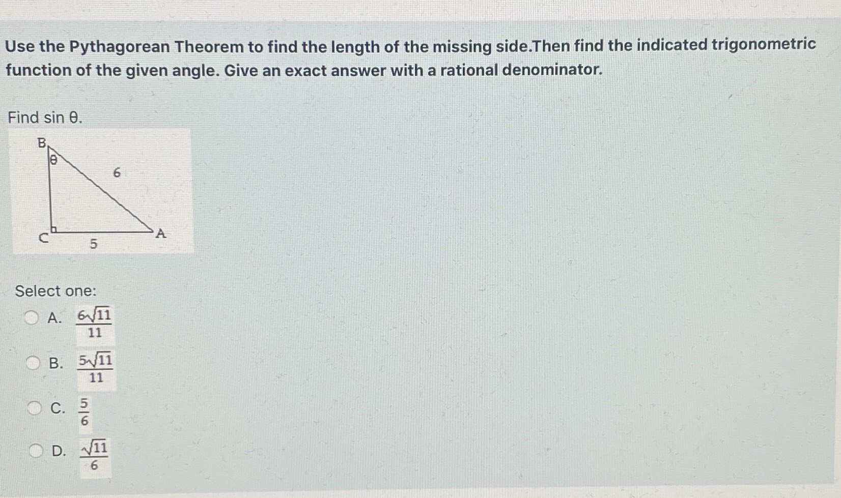 [Solved]: Use the Pythagorean Theorem to find the length of the missing side.Then find the ...