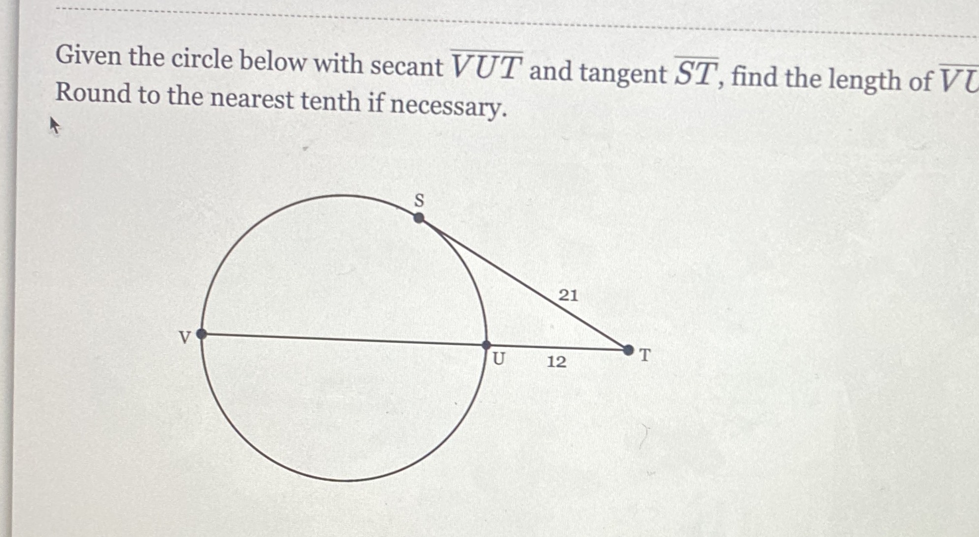 Given the circle below with secant \( \overline { ... - CameraMath Given the circle below with secant \( \overline { ... - CameraMath
