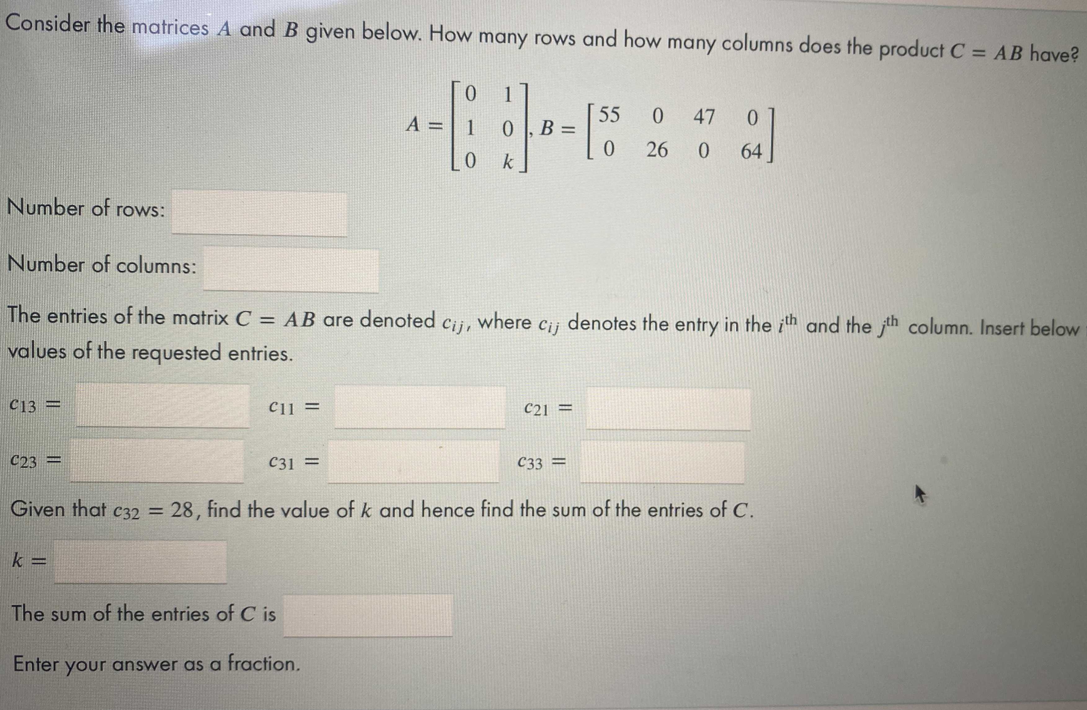 Consider the matrices \(A\) and \(B\) given below.... - CameraMath Consider the matrices \(A\) and \(B\) given below.... - CameraMath
