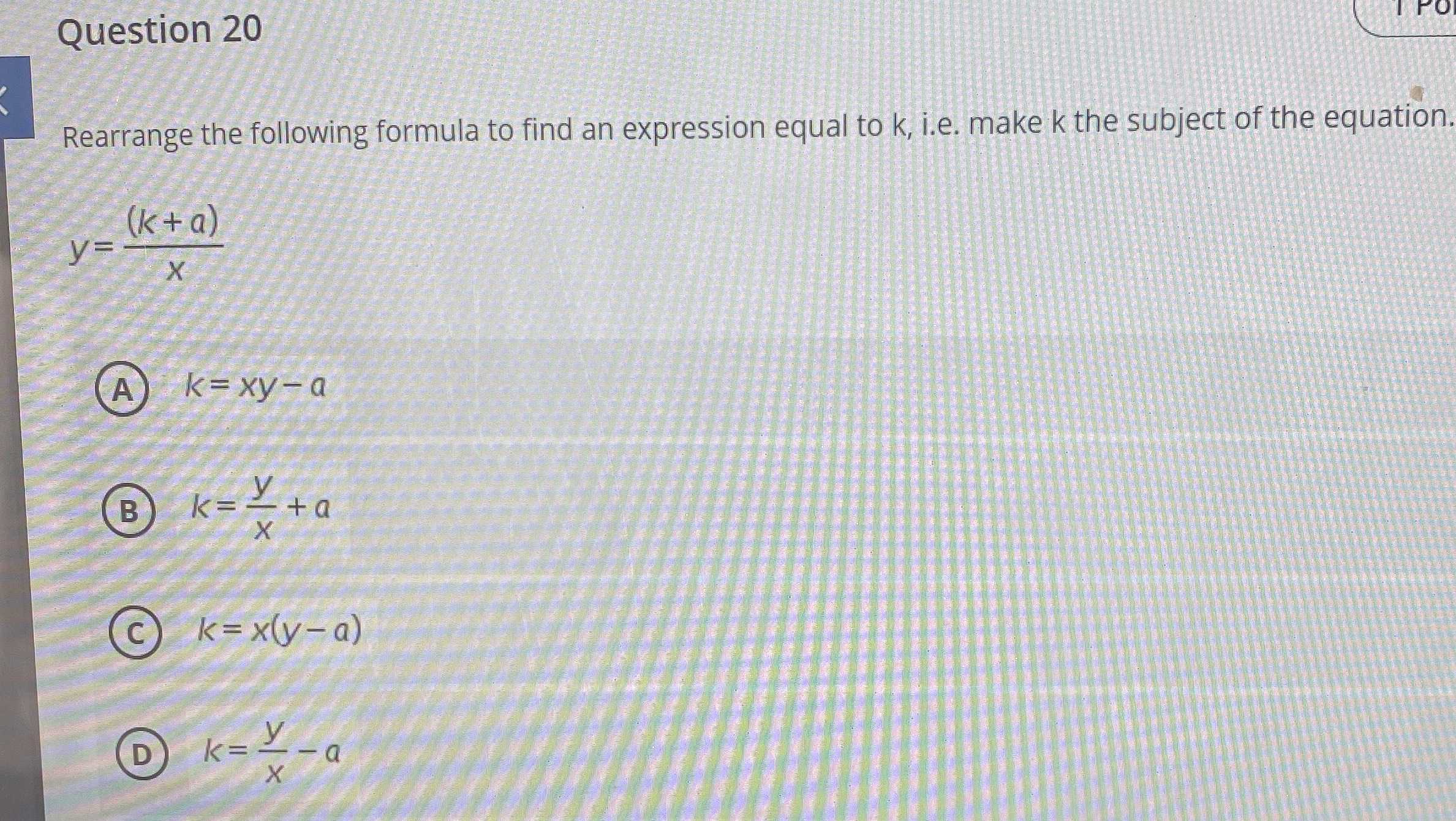 Rearrange The Following Formula To Find An Express CameraMath