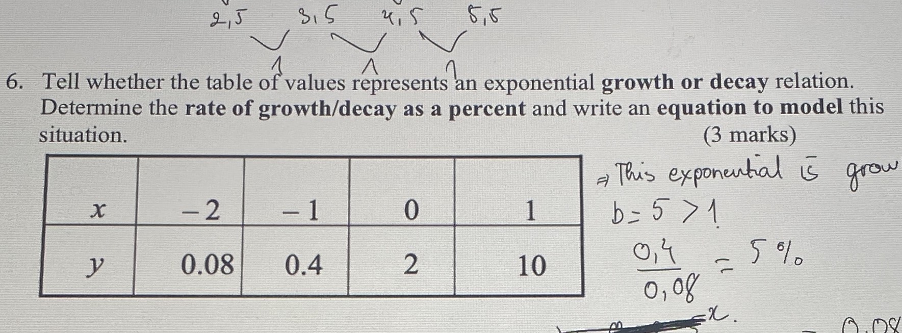Tell Whether The Table Of Values Represents An Exp Cameramath