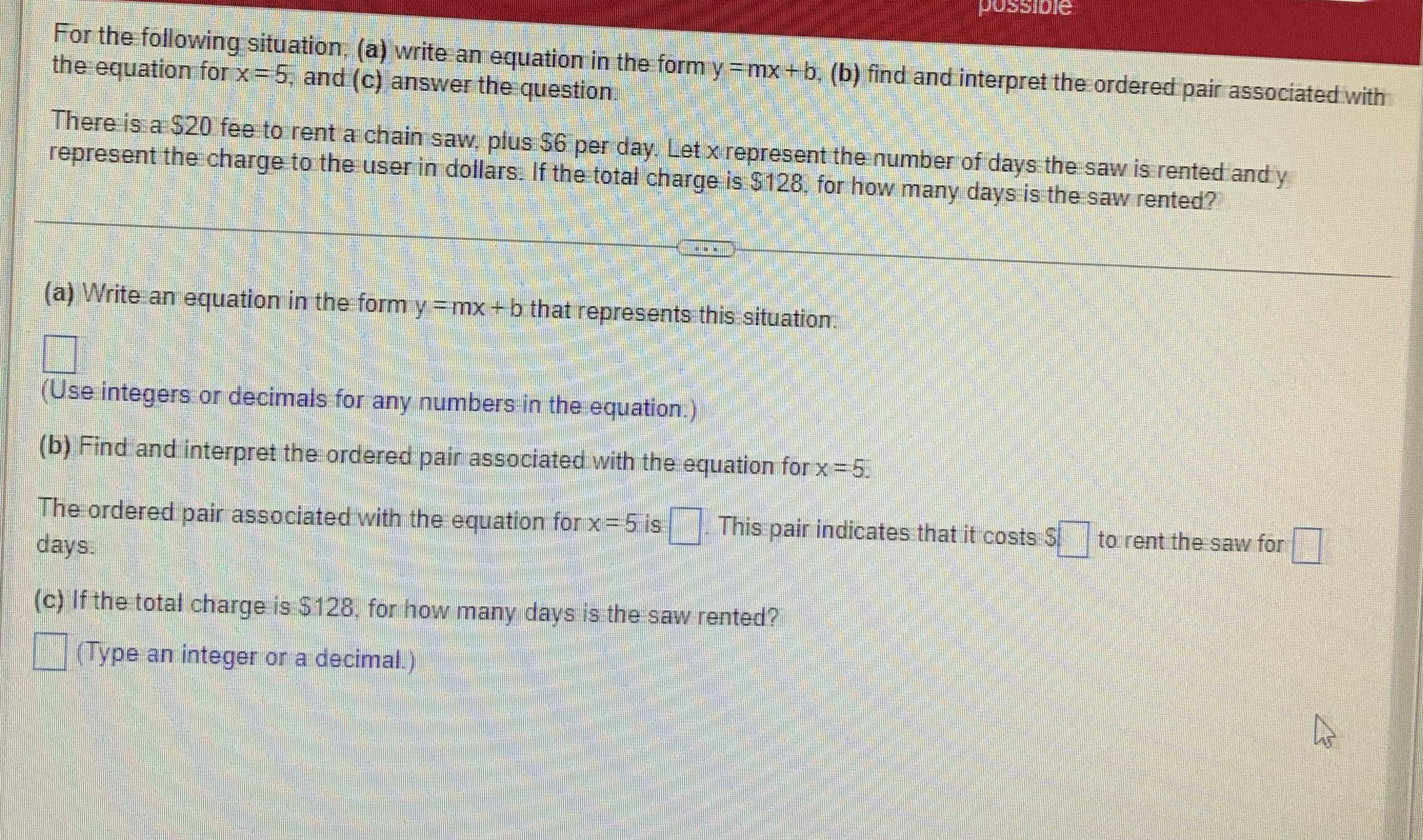 For The Following Situation a Write An Equation CameraMath