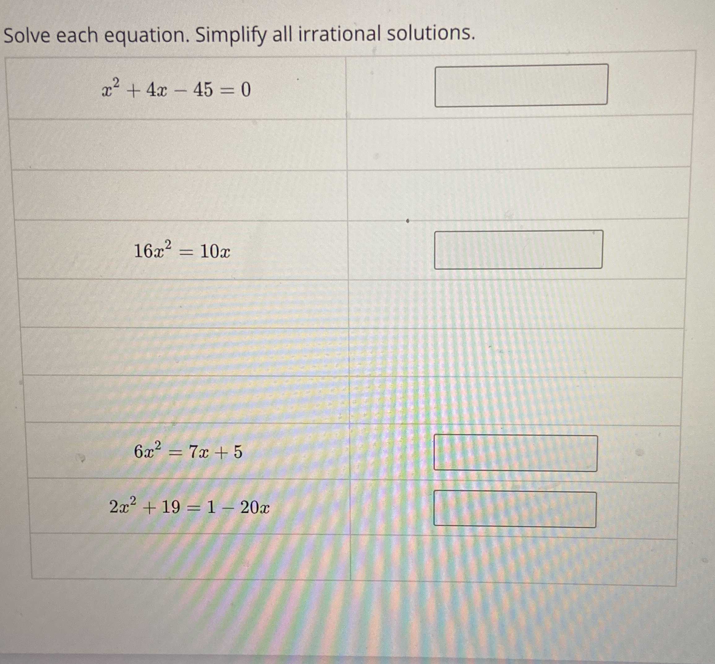 solve-each-equation-simplify-all-irrational-solut-cameramath