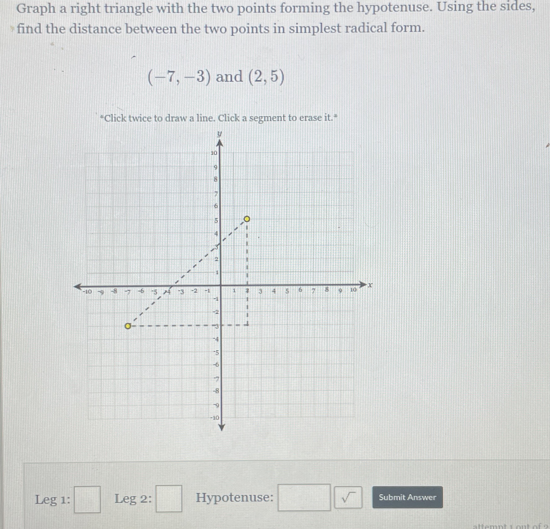 Graph A Right Triangle With The Two Points Forming Cameramath 