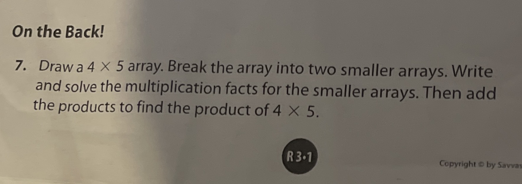 Draw A 4times5 Array Break The Array Into Two Smaller Arrays Write And Solve The