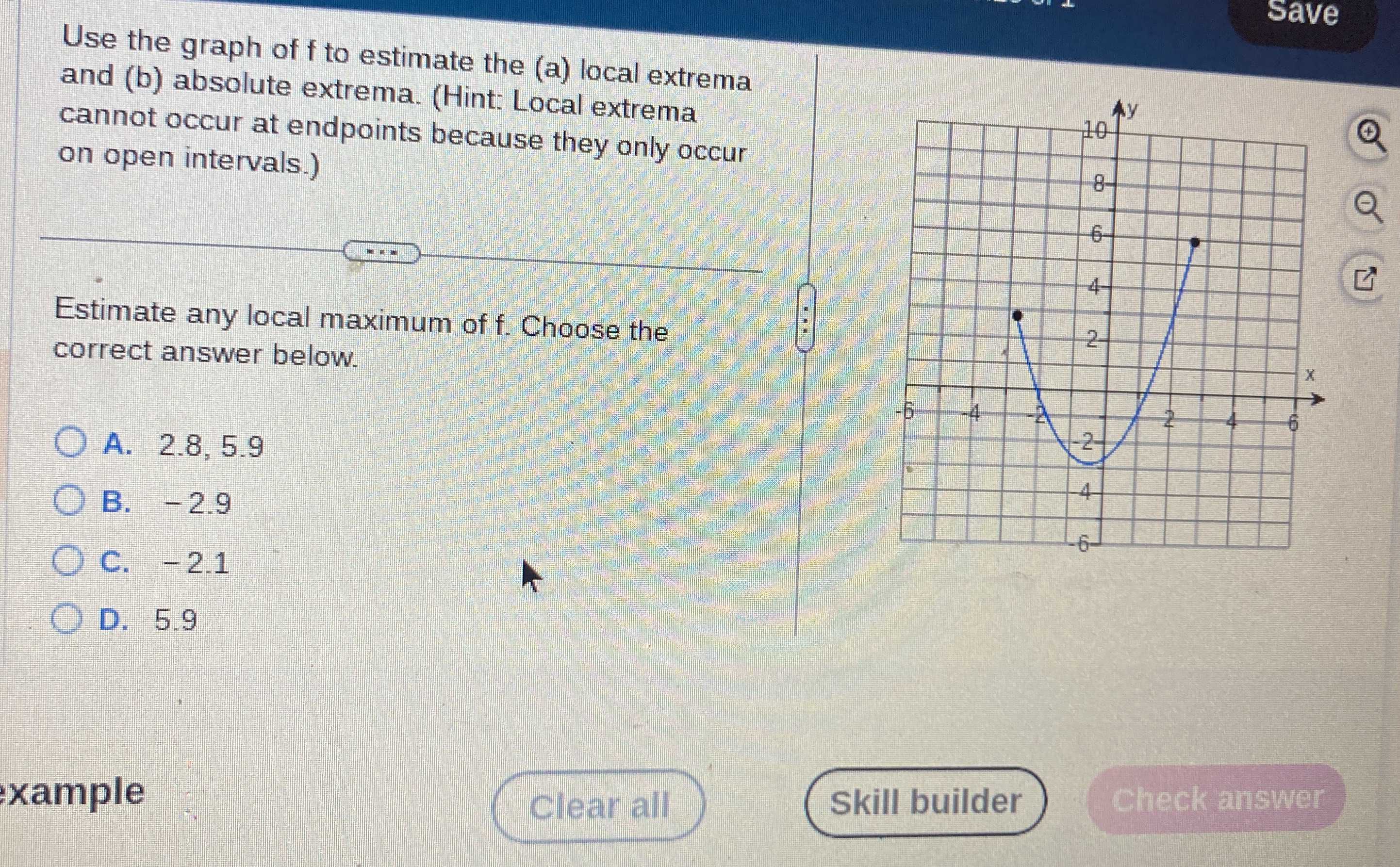 Use The Graph Of F To Estimate The A Local Extrema And B Absolute