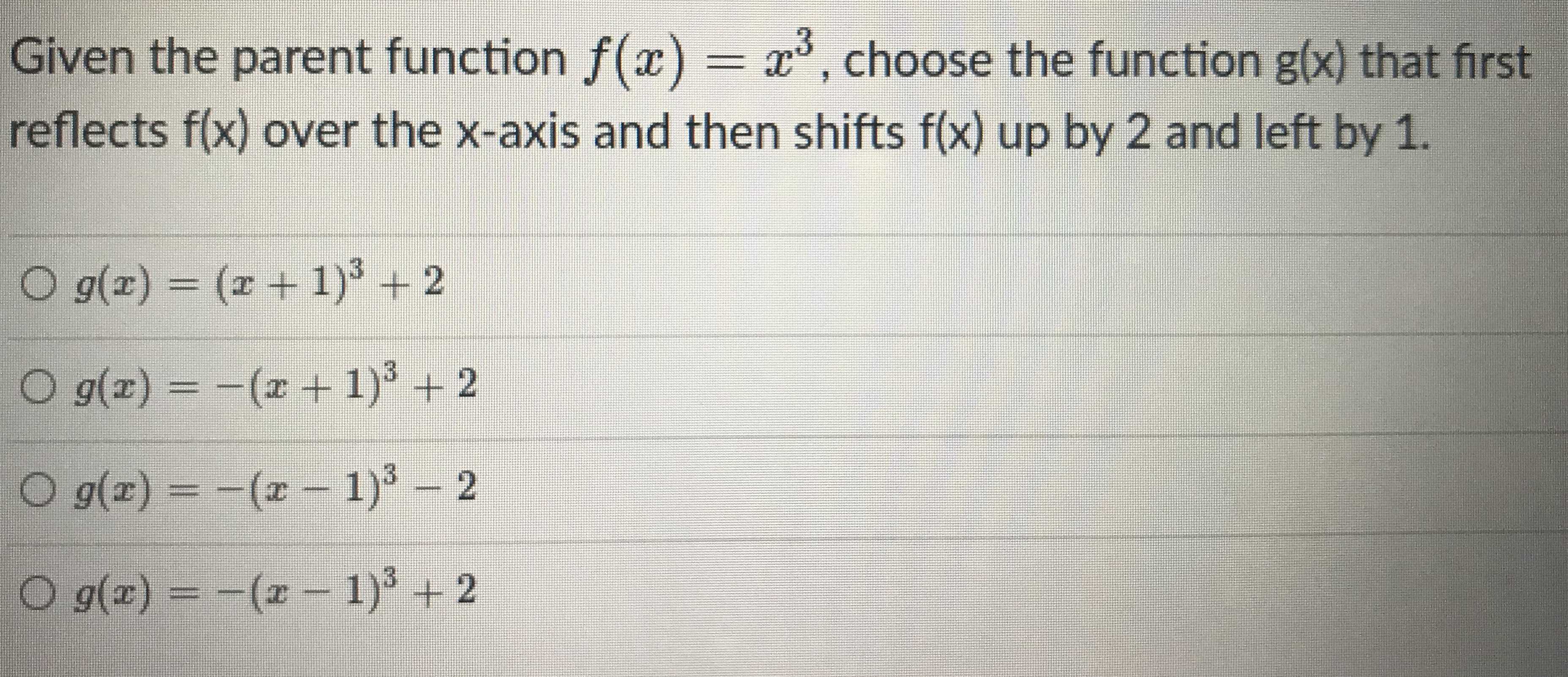 Given The Parent Function F X X 3 CameraMath