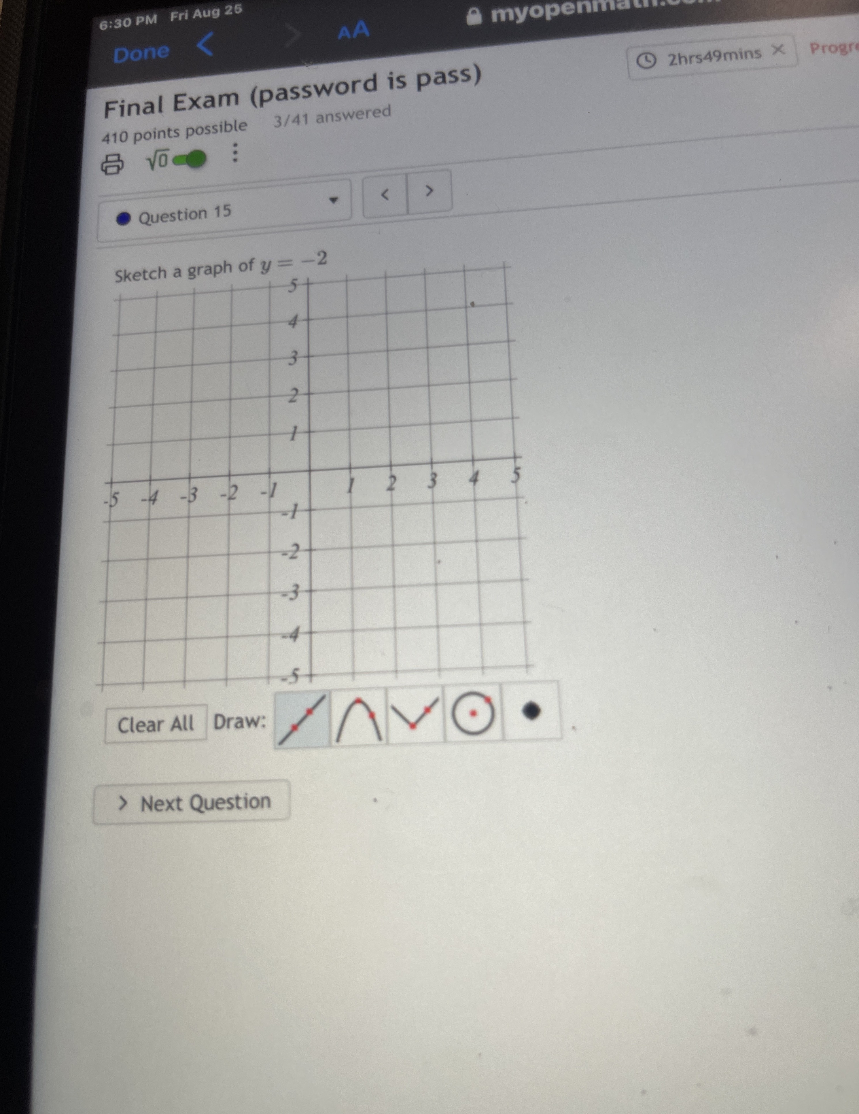[Solved]: Final Exam (password is pass) 410 points possible 3/41 ...