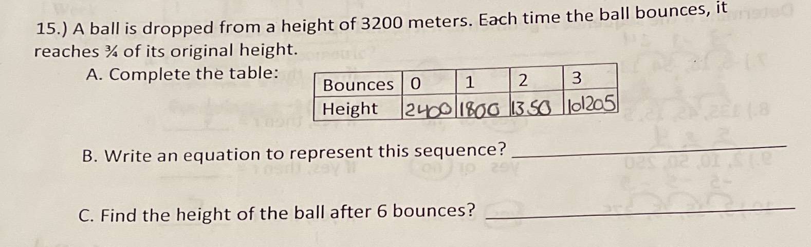 A ball is dropped from a height of \( 3200 \) mete... - CameraMath