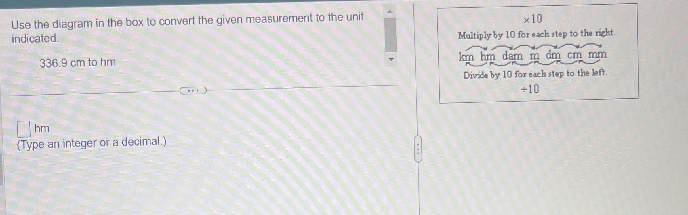[Solved]: Use the diagram in the box to convert the given measurement to the unit indicated. 336 ...