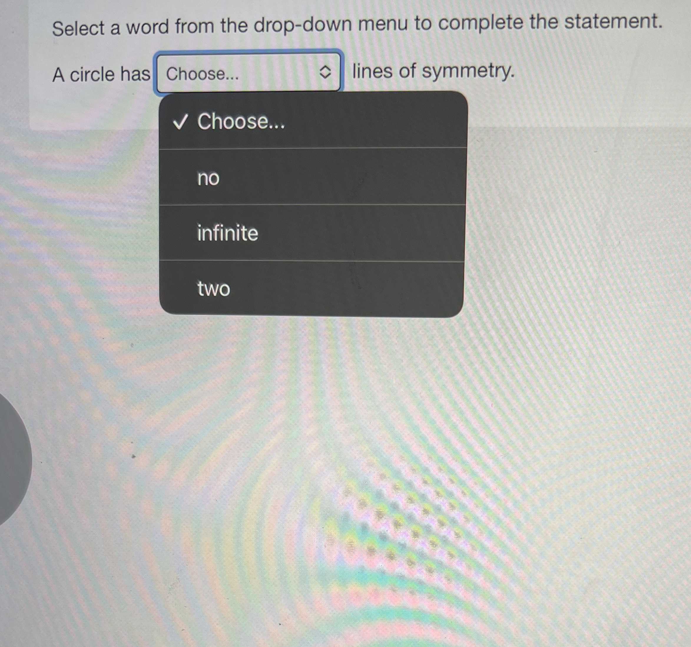 Select A Word From The Drop down Menu To Complete CameraMath
