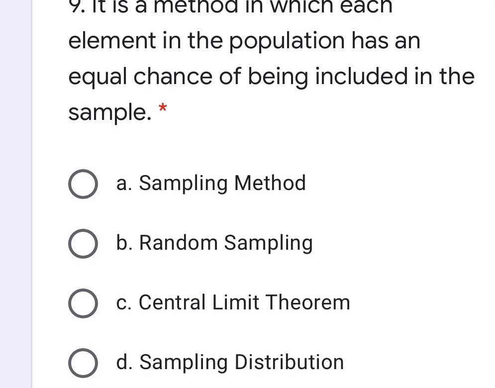 It is element in the population has an equal chanc... - CameraMath