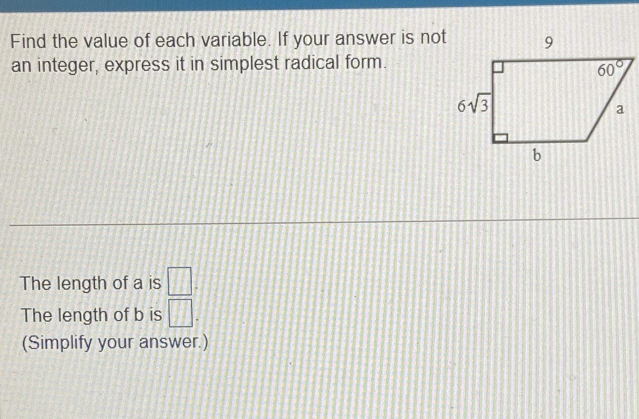 Find The Value Of Each Variable If Your Answer Is Cameramath