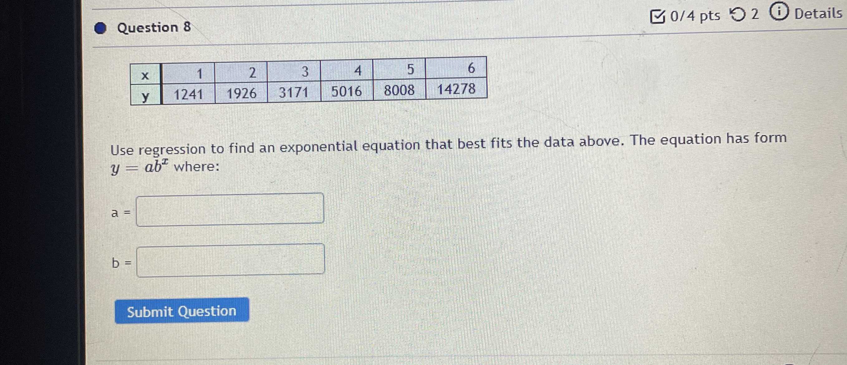Use Regression To Find An Exponential Equation Tha CameraMath