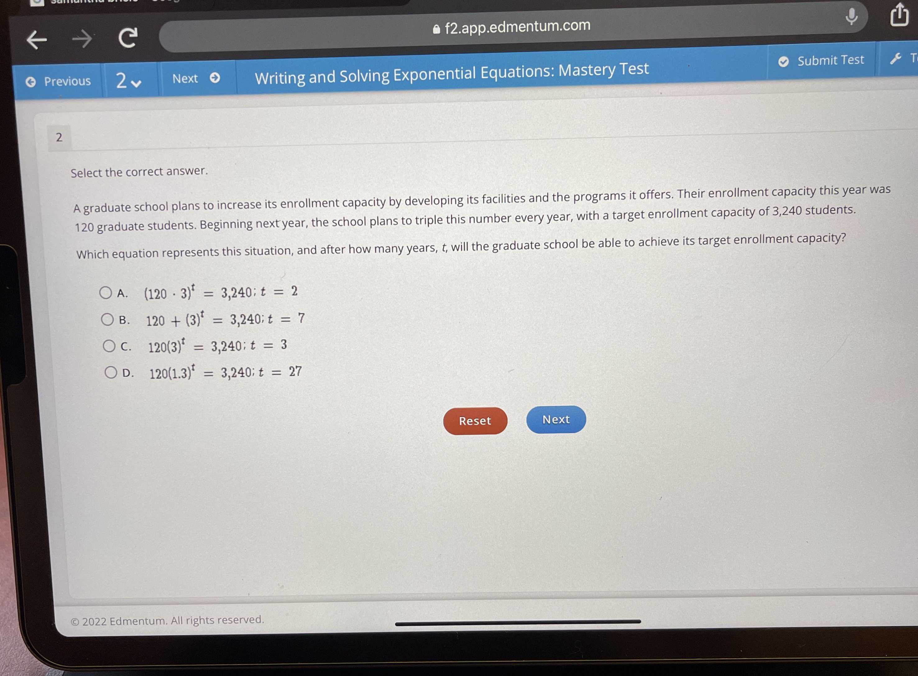 Select the correct answer. A graduate school plans... - CameraMath Select the correct answer. A graduate school plans... - CameraMath